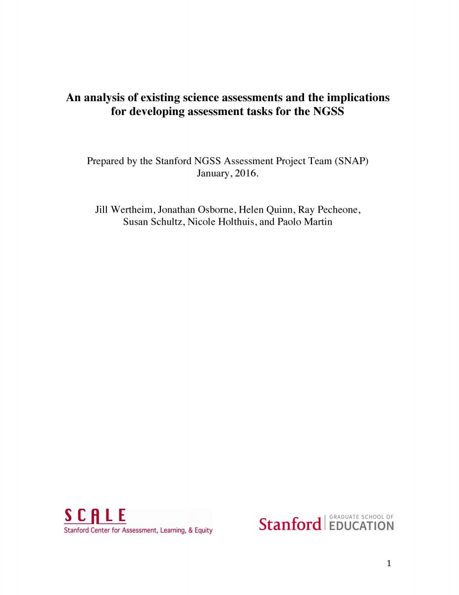SNAP Report: An Analysis of Existing Science Assessments – SCALE ...